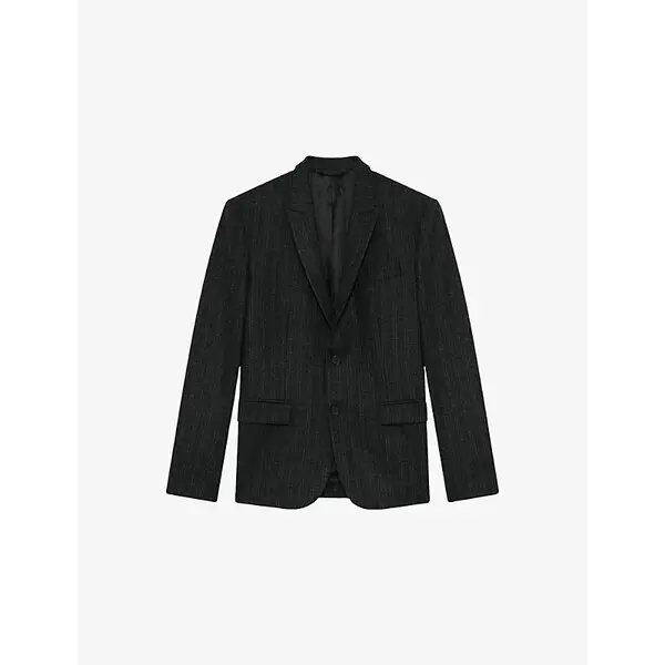 The Kooples Pinstriped Single-breasted Wool-blend Blazer