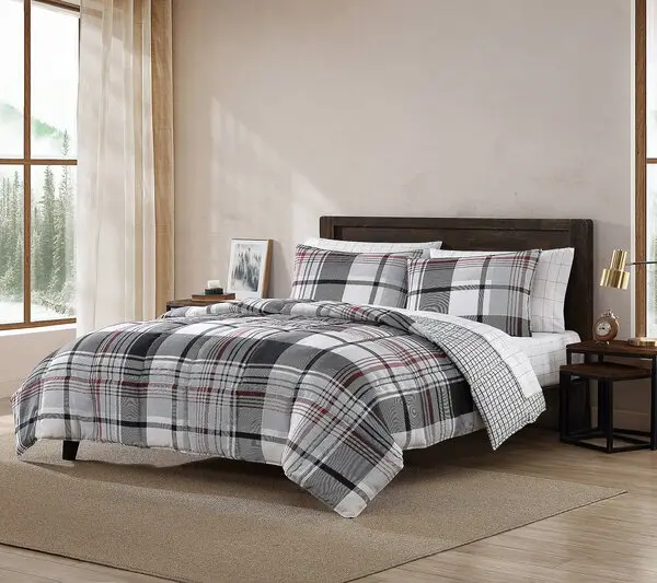 Eddie Bauer Normandy Plaid Red King Comforter S Et