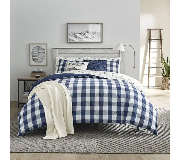Eddie Bauer Lakehouse Plaid Blue Full/queen Com Forter Set - One-color