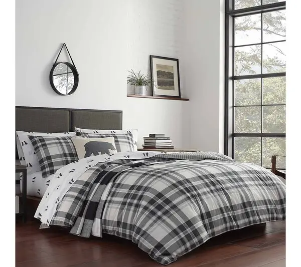 Eddie Bauer Coal Creek Plaid Cotton Twin Comfor Ter Set - One-color
