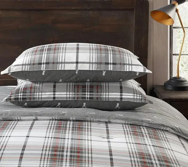 Eddie Bauer Alder Plaid Grey Cotton Full/queen Comforter Set