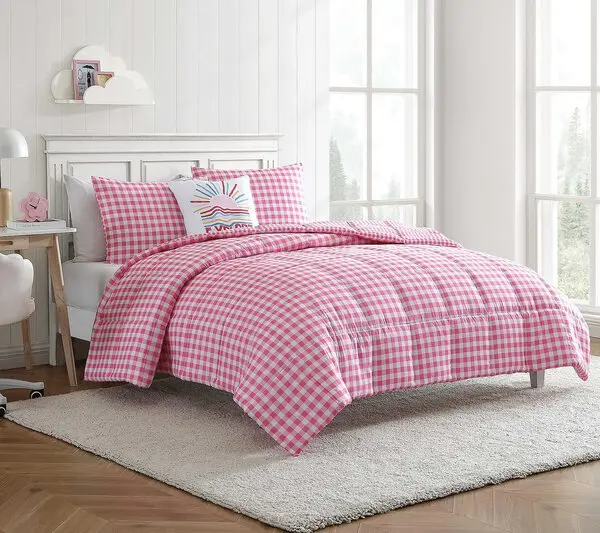 Eddie Bauer Preston Check Pink Full/queen Comfo Rter Set