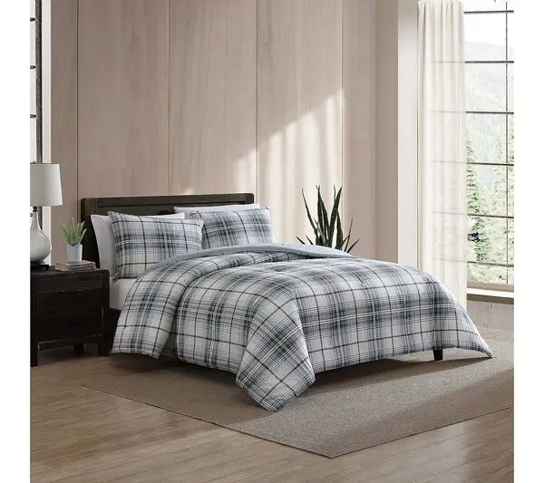 Eddie Bauer Alder Plaid Blue Cotton Full/queen Comforter Set