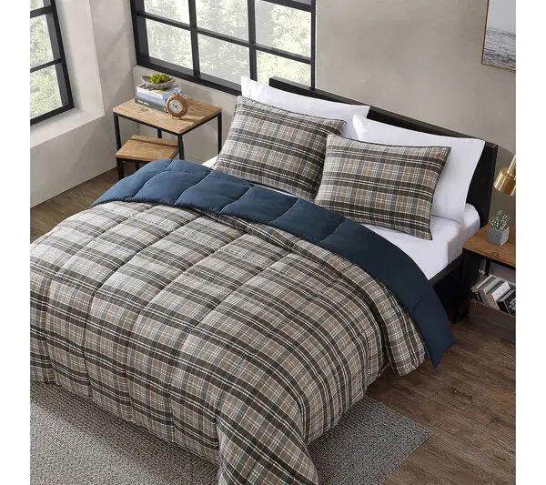 Eddie Bauer Rugged Plaid Beige Twin Comforter S Et