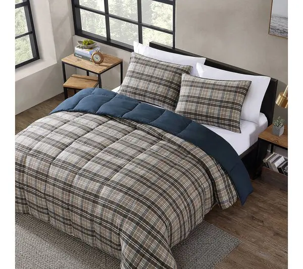 Eddie Bauer Rugged Plaid Beige King Comforter S Et