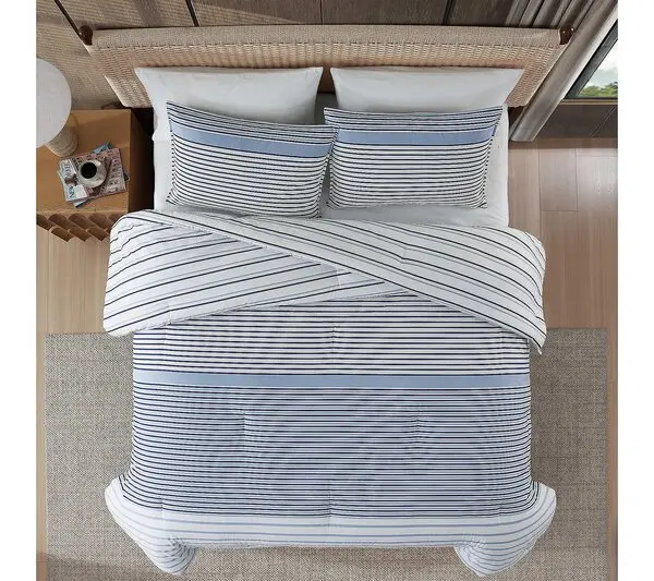 Eddie Bauer Cooper Stripe Blue King Comforter S Et
