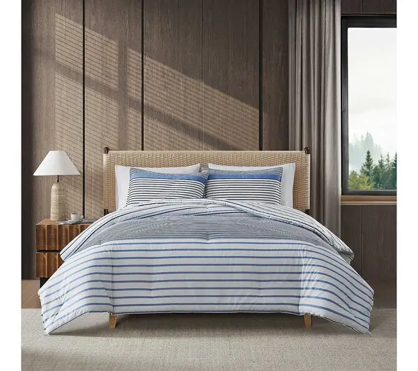 Eddie Bauer Cooper Stripe Blue Twin Duvet Cover Set - One-color