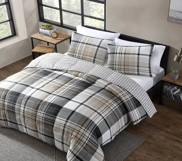 Eddie Bauer Normandy Plaid Beige King Comforter Set