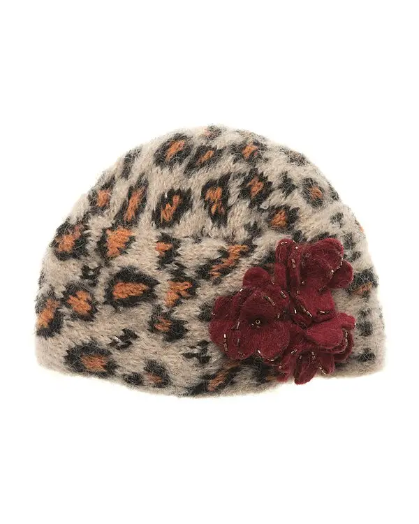 FRENCH KNOT Felt Flower Hat - Tan