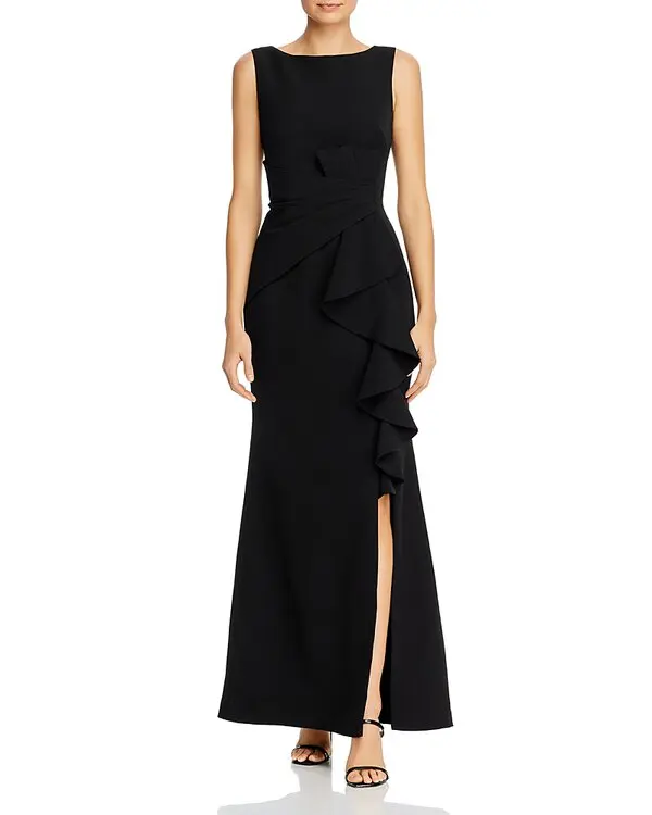 Eliza J Sleeveless Ruffled Gown - Black