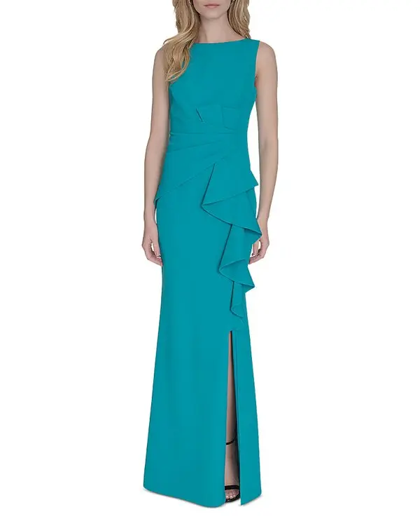Eliza J Sleeveless Ruffled Gown - Turquoise