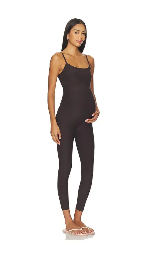 Beyond Yoga Spacedye Up Level Maternity Jumpsuit - Dark Chocolate Heather