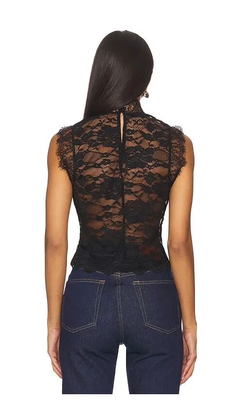 Superdown Lace Trim High Neck Top - Black | Editorialist