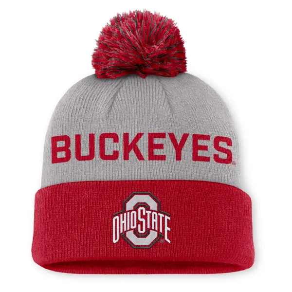 Nike Ohio State Primetime Peak College Cuffed Pom Beanie - Grey