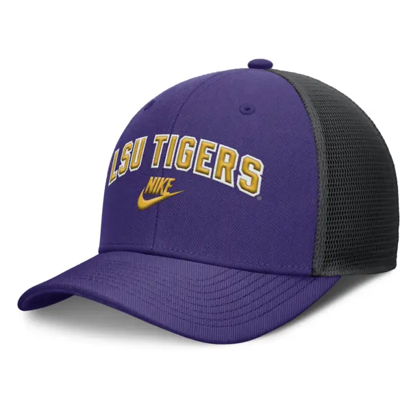 Nike Lsu Legacy Arch Rise Dri-fit College Trucker Adjustable Hat - Purple