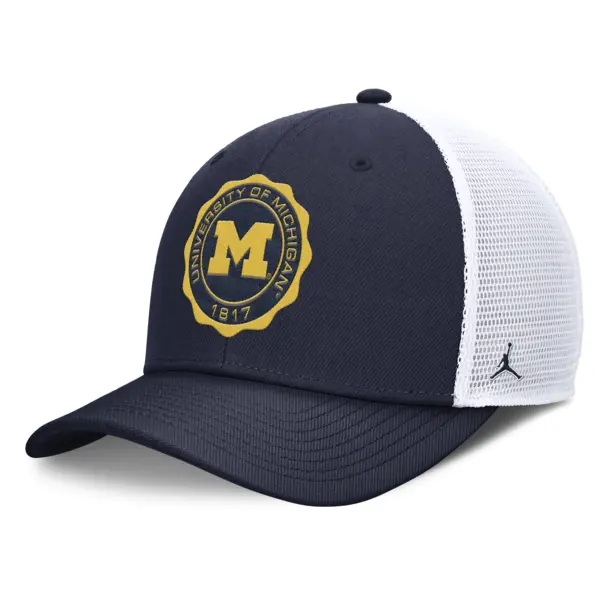 JORDAN Michigan Rise Dri-fit College Trucker Adjustable Hat - Blue