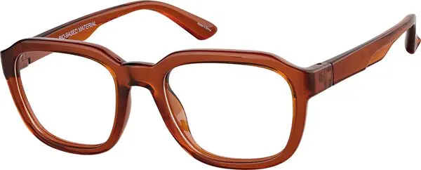 Zenni Square Bio-based Eyeglasses Full Rim Frame - Transparent Brown