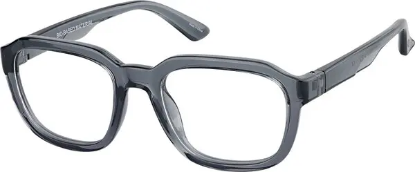 Zenni Square Bio-based Eyeglasses Full Rim Frame - Transparent Gray