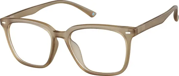 Zenni Square Eyeglasses Recycled Pet Full Rim Frame - Brown
