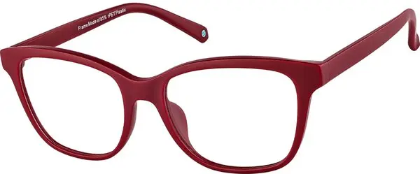 Zenni Square Eyeglasses Recycled Pet Full Rim Frame - Red