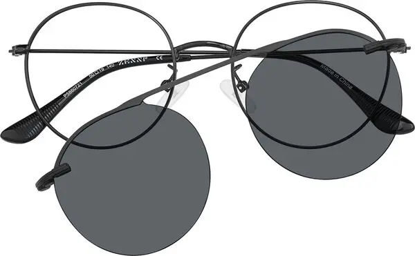 Zenni Round Full Rim Frame With Snap-on Sunlens - Black