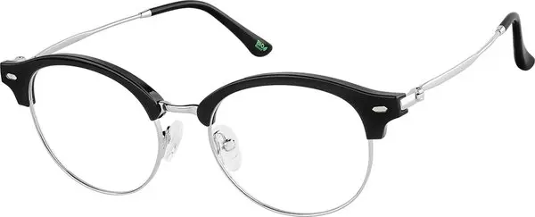 Zenni Browline Eyeglasses Recycled Metal + Bio-base Full Rim Frame - Black