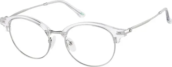 Zenni Browline Eyeglasses Recycled Metal + Bio-base Full Rim Frame - Clear