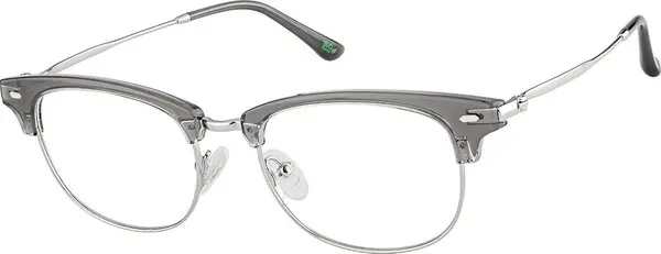 Zenni Browline Eyeglasses Recycled Metal + Bio-base Full Rim Frame - Gray