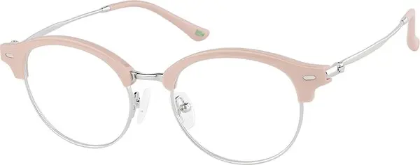 Zenni Browline Eyeglasses Recycled Metal + Bio-base Full Rim Frame - Pink