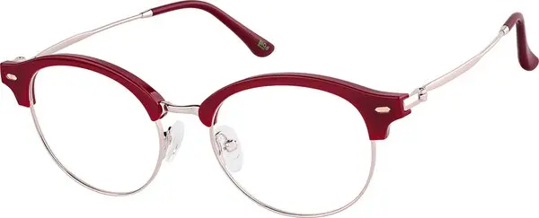 Zenni Browline Eyeglasses Recycled Metal + Bio-base Full Rim Frame - Red