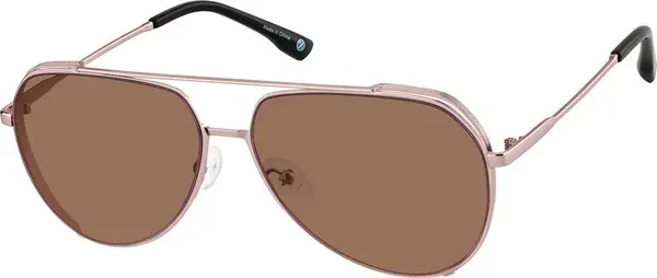 Zenni Vintage Aviator Stainless Steel Sunglasses - Rose Gold