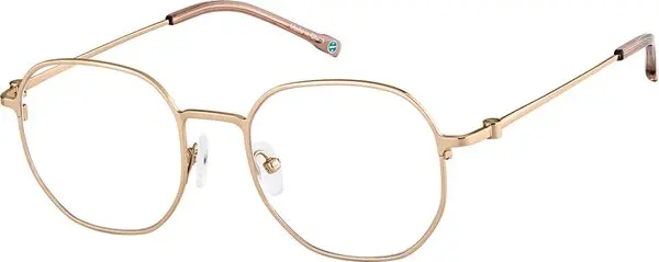Zenni Geometric Full Rim Titanium Eyeglasses - Rose Gold