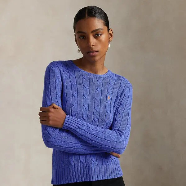 Ralph Lauren Cable-knit Crewneck Sweater - Acadia Blue