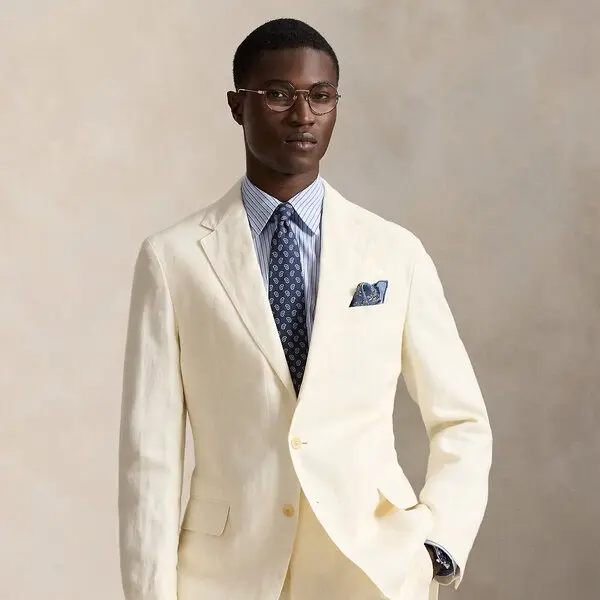 Ralph Lauren Polo Soft Tailored Fit Linen Suit Jacket - Light Cream