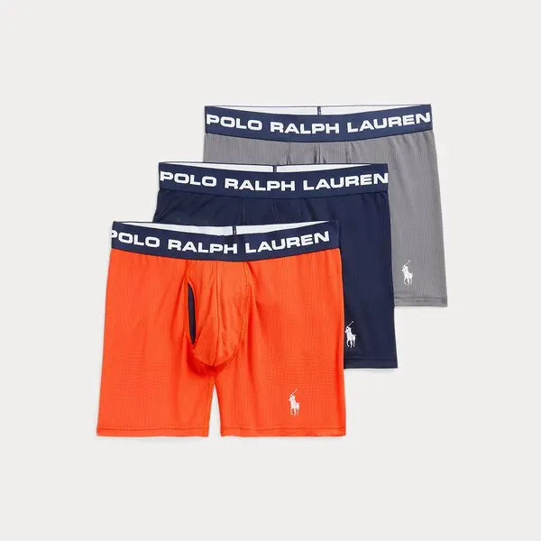 Ralph Lauren Perfect Pouch Mesh Boxer Brief 3-pack - Orange Navy Grey