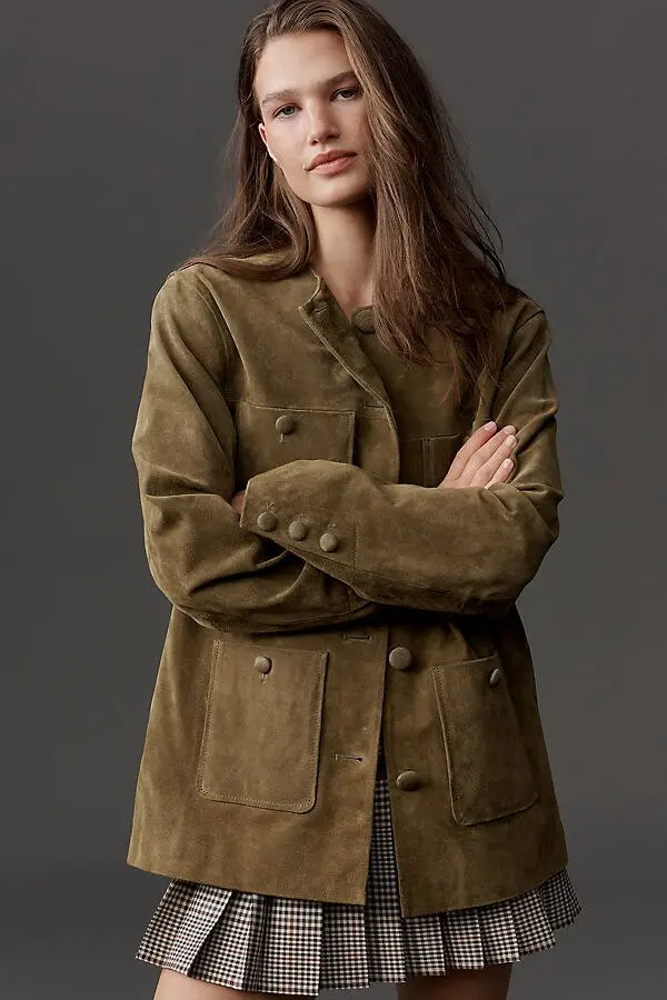 Blanknyc Real Suede Collarless Jacket