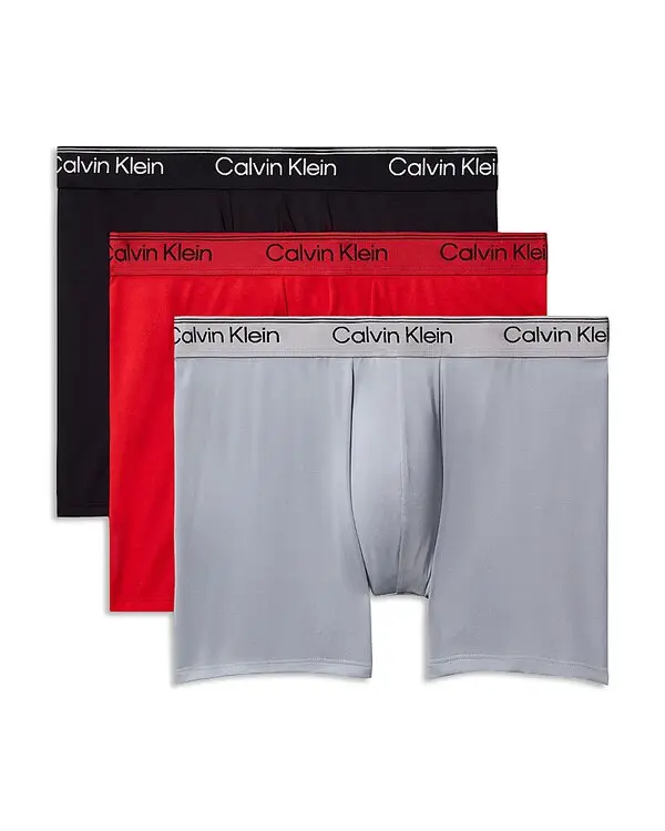 Calvin Klein Microfiber Stretch Boxer Briefs 3 Pack - Black/grey/red