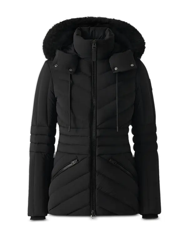 Mackage Nadia-sh Hooded Down Jacket With Shearling Trim