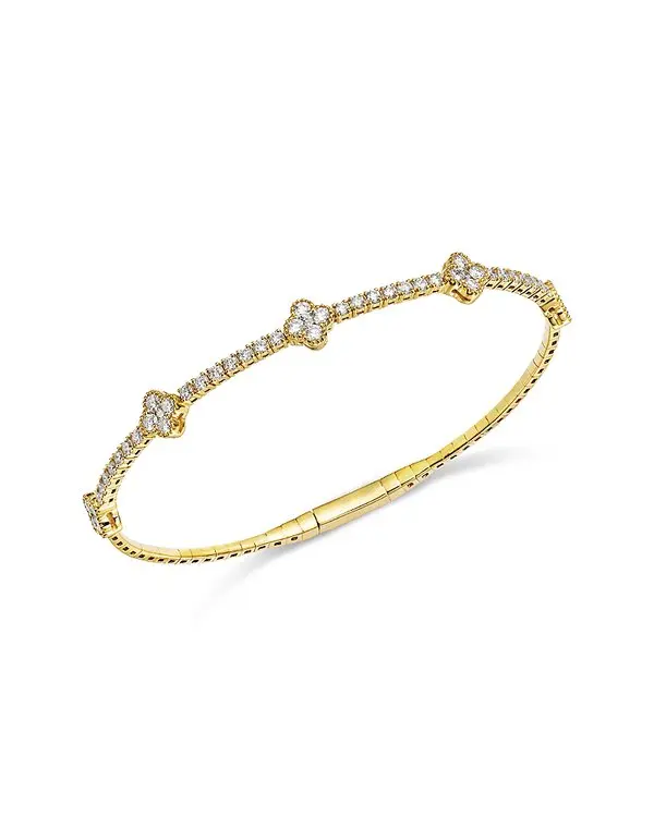 Bloomingdale'S 14k Diamond Clover Bangle Bracelet - Yellow Gold