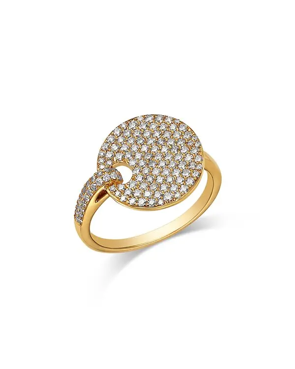 Bloomingdale'S 14k Pave Diamond Disc Ring 0.7 Tcw - Yellow Gold