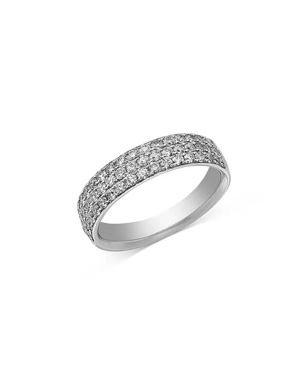 Bloomingdale'S Diamond Pave Three Row Band In 14k - White Gold