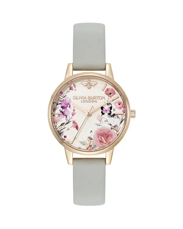 OLIVIA BURTON Illustrated Floral Watch, 30mm - Multi/gray