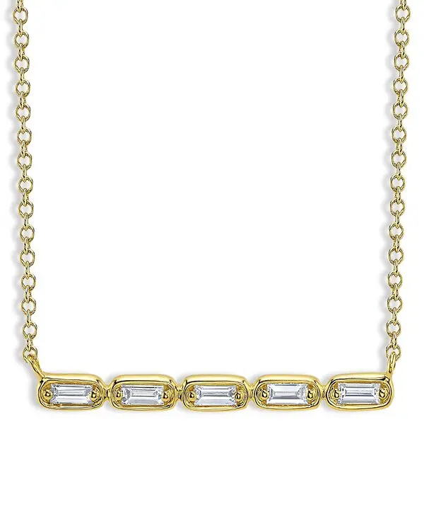MOON & MEADOW 14k Yellow 0.16 Tcw Diamond Baguette Necklace - Gold