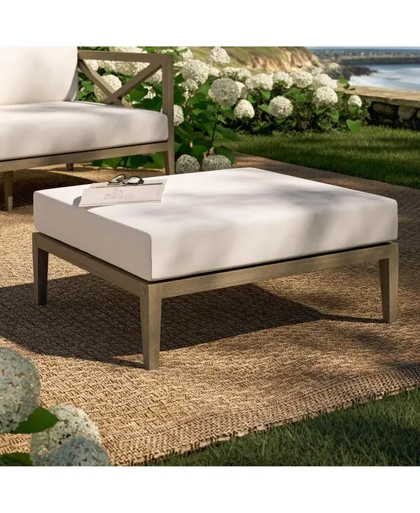 MODWAY Northlake Outdoor Patio Teak Ottoman