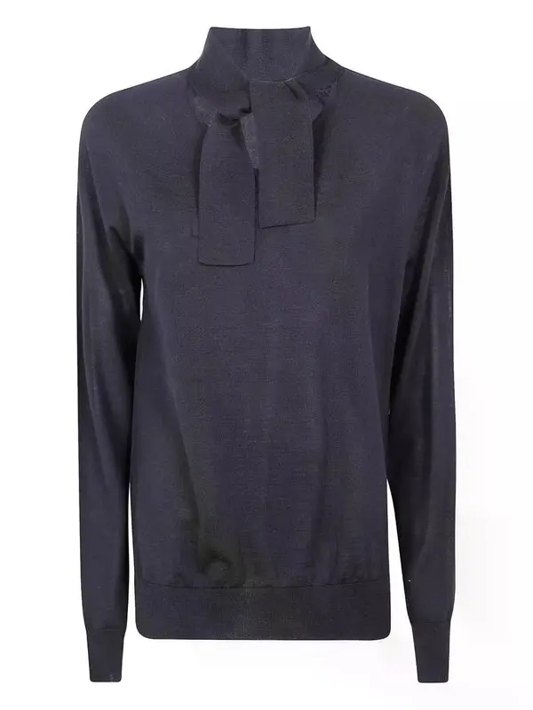 Mantū Tie-neck Wool Sweater - Black