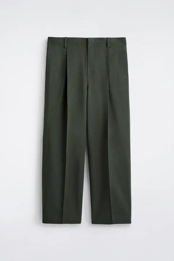 Cos Pleated Wide-leg Trousers - Green
