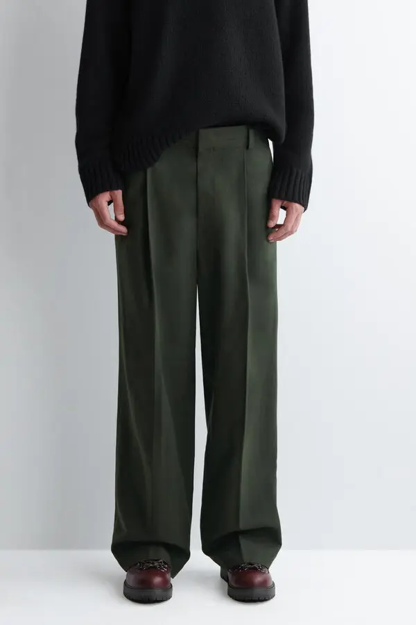 Cos Pleated Wide-leg Trousers - Green