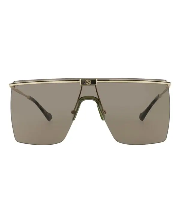 Gucci Shield Frame Sunglasses - Gold Gold Brown (gg1096s/30013075/002)