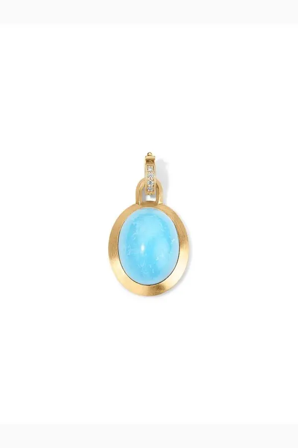 ETIQ Persian Turquoise Cabochon Club Pendant - Gold