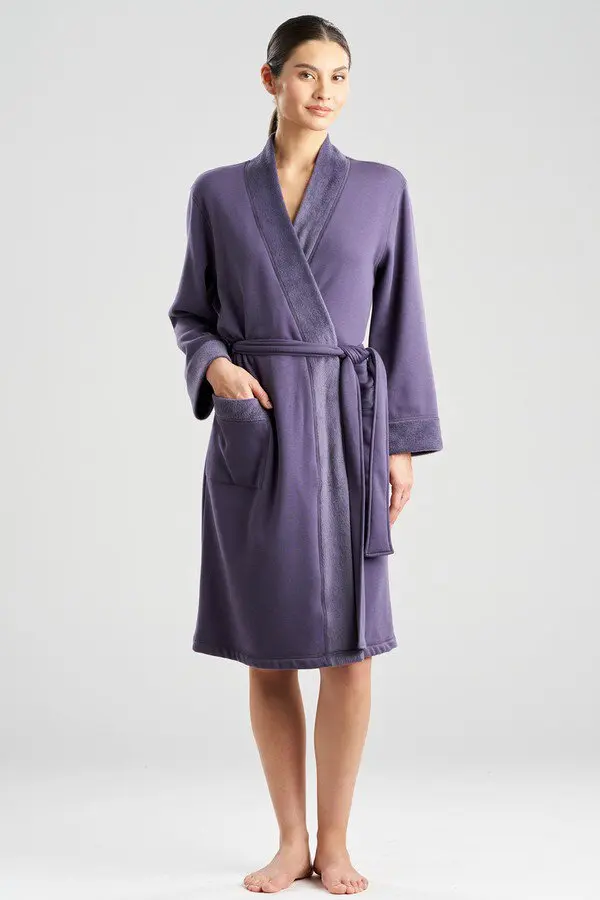 Natori Nova Cozy Brushed Knit Dream Robe - Blue